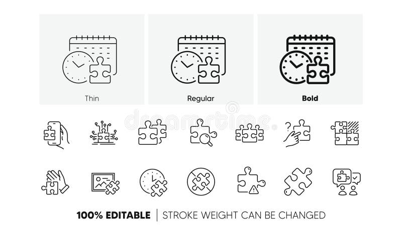 Puzzle Line Icons. Jigsaw Challenge, Business Strategy, Puzzle Pieces ...
