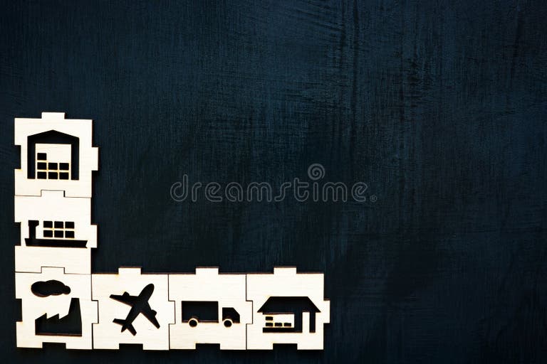 Puzzle with Logistics Management Symbols and Empty Space. Operational ...