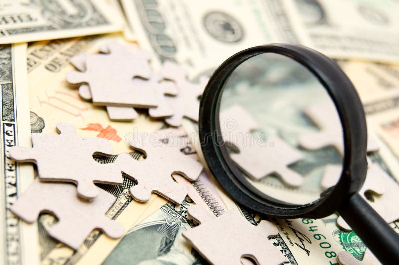 Zoom glass with money stock image. Image of magnifying - 1902175