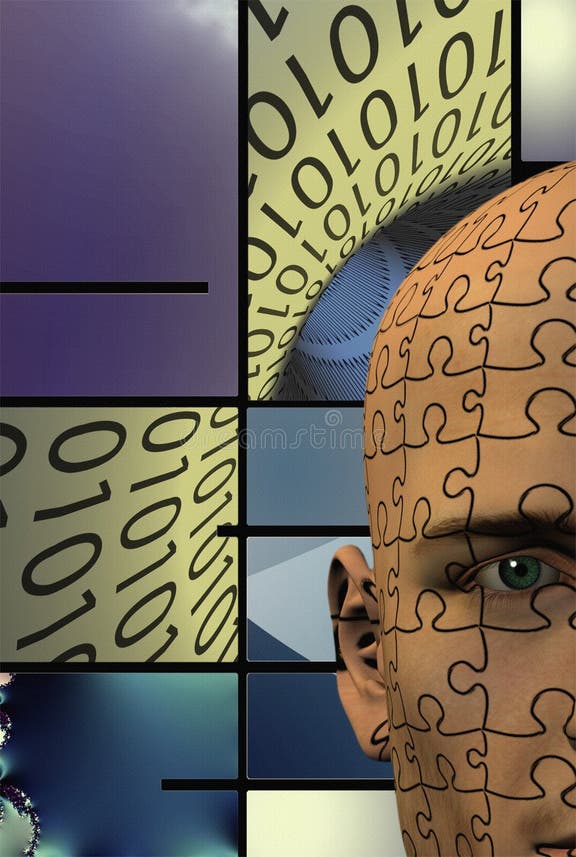 Puzzle Man Binary Background Stock Illustration - Illustration of ...