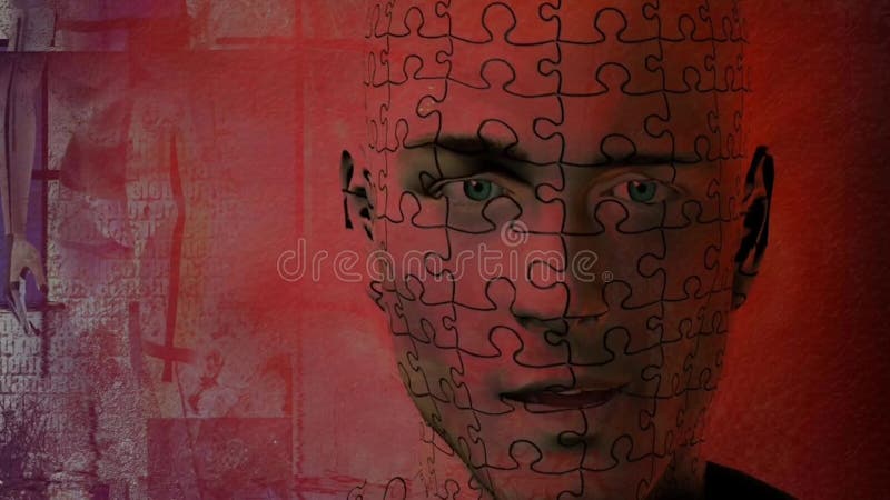 Puzzle man face stock video. Video of puzzle, concept - 263329569