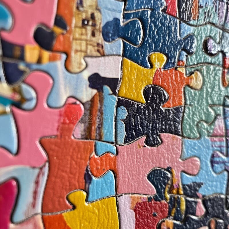 A Puzzle with Many Pieces and a Pink Piece Stock Illustration ...