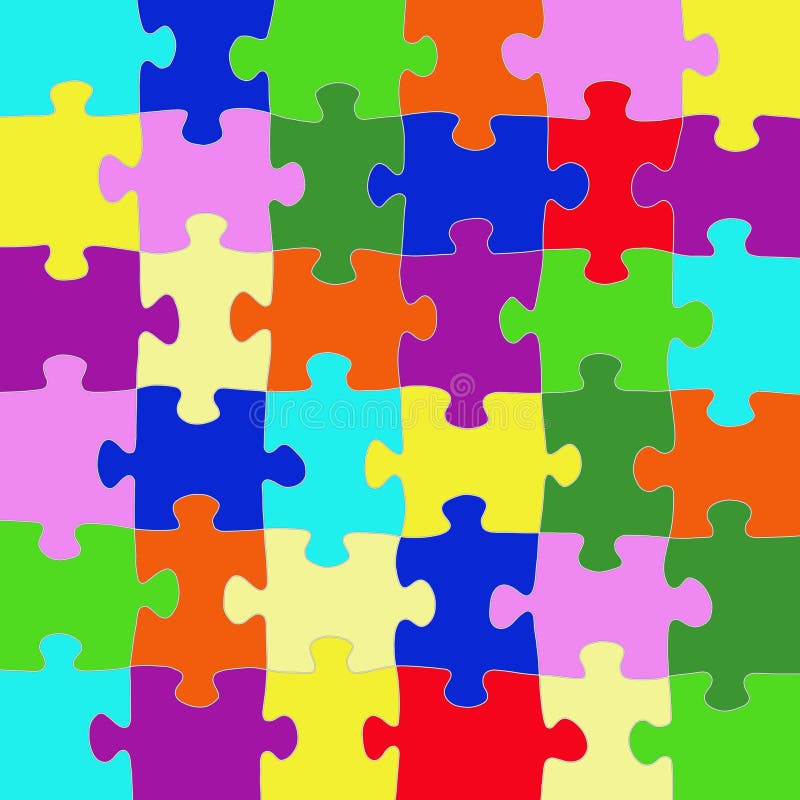 Puzzle Multicolore Avec Un Contour Blanc Image stock - Image du enjeu ...