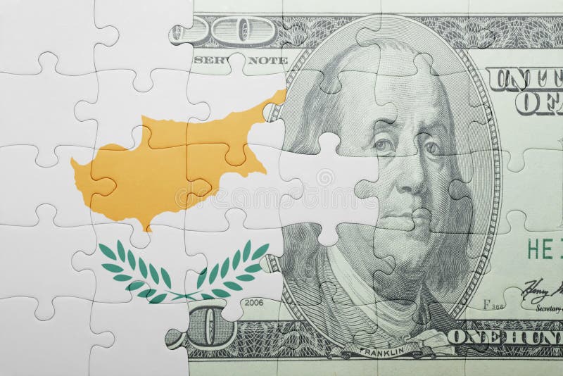 Puzzle with the National Flag of Cyprus and Dollar Banknote Stock Photo ...