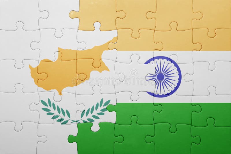 Puzzle with the National Flag of Cyprus and India Stock Image - Image ...