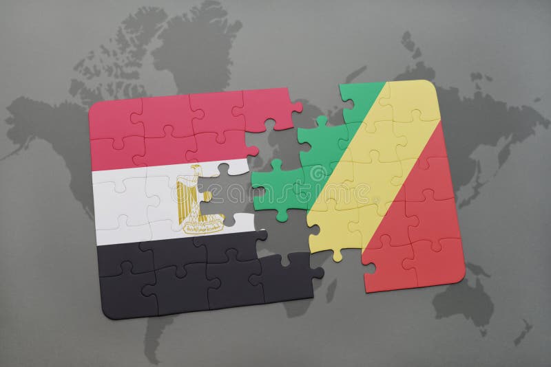 Puzzle with the National Flag of Egypt and Republic of the Congo on a ...