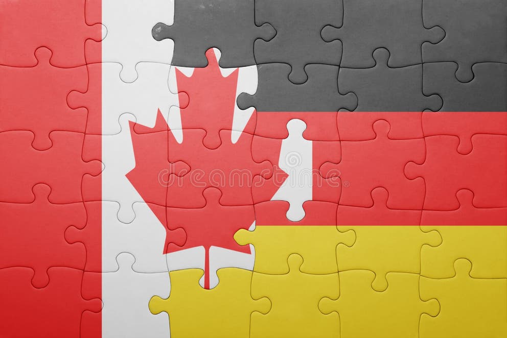 Puzzle with the National Flag of Germany and Canada Stock Photo - Image ...