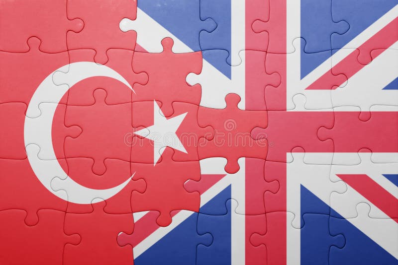 Puzzle with the National Flag of Great Britain and Turkey Stock Image ...