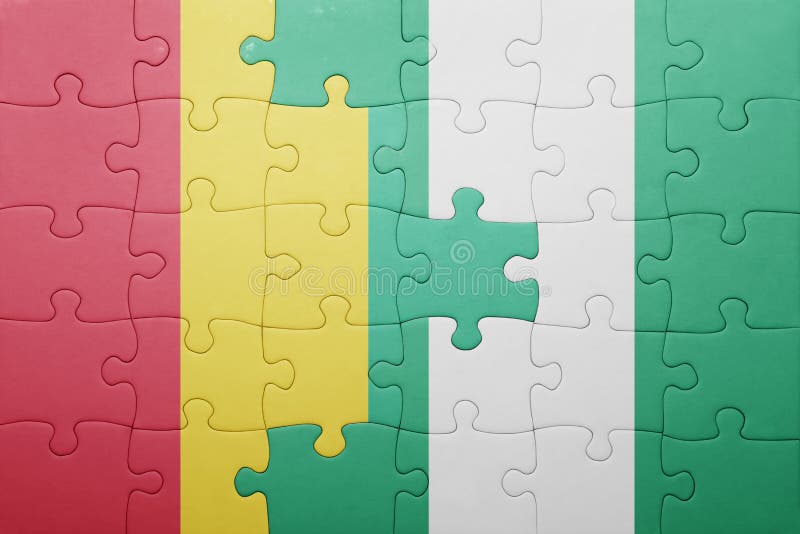 The Flag of Guinea in the World Map Stock Image - Image of ...