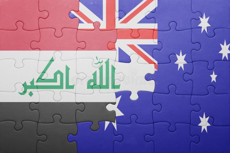 Puzzle with the National Flag of Iraq and Australia Stock Image - Image ...