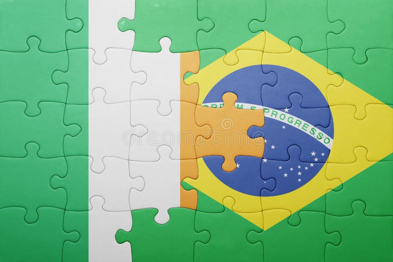 Puzzle with the National Flag of Ireland and Brazil Stock Photo - Image ...