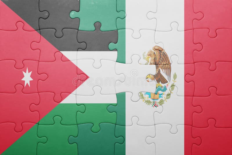 Puzzle with the National Flag of Jordan and Mexico Stock Image - Image ...