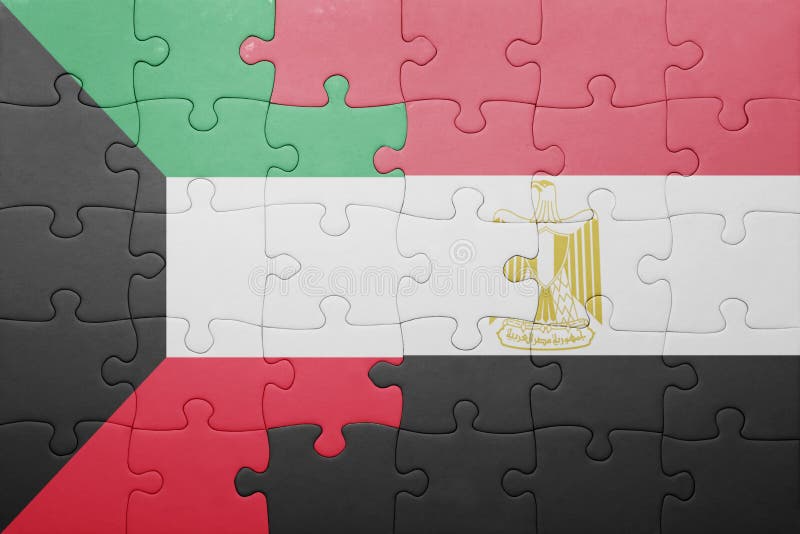 Puzzle with the National Flag of Kuwait and Egypt. Stock Photo - Image ...