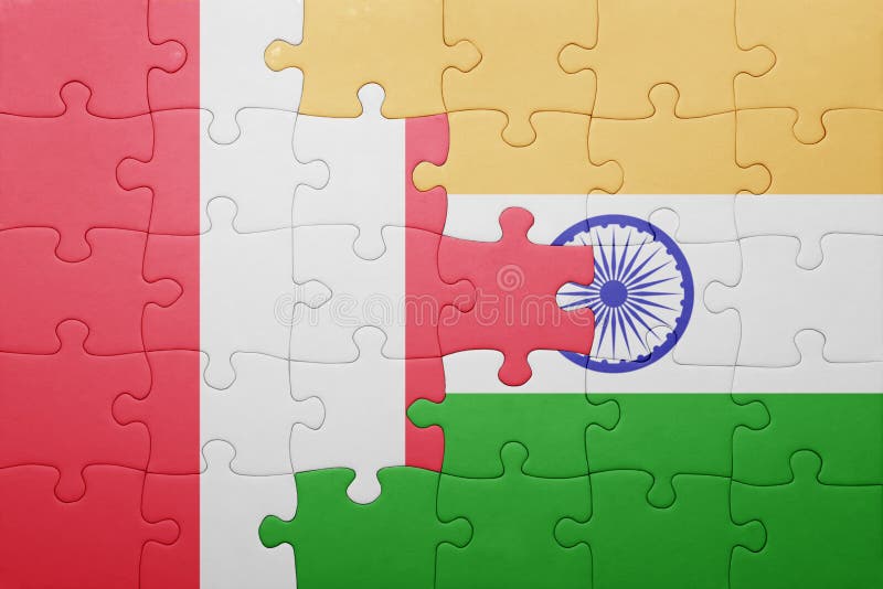 Puzzle with the National Flag of Peru and India Stock Image - Image of ...