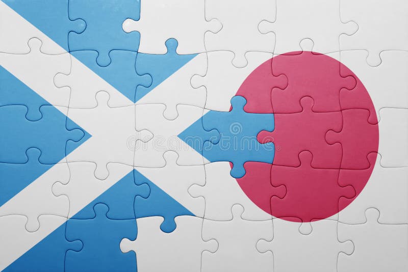 Puzzle with the National Flag of Scotland and Japan Stock Image - Image ...