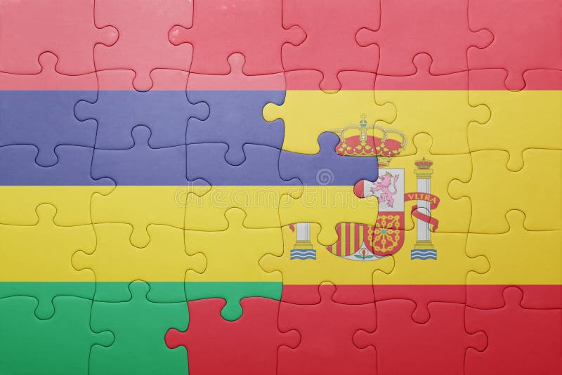 Puzzle with the National Flag of Spain and Mauritius Stock Photo ...