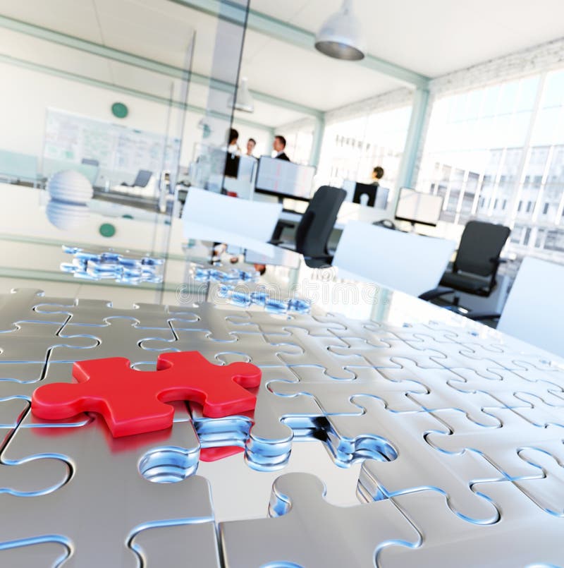 Puzzle in Office Represents Business Solutions Stock Photo - Image of ...