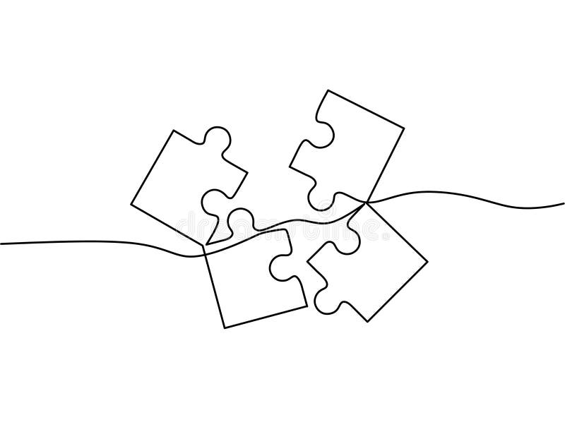 Continuous Line Drawing Puzzle Pieces Stock Illustrations – 125 ...