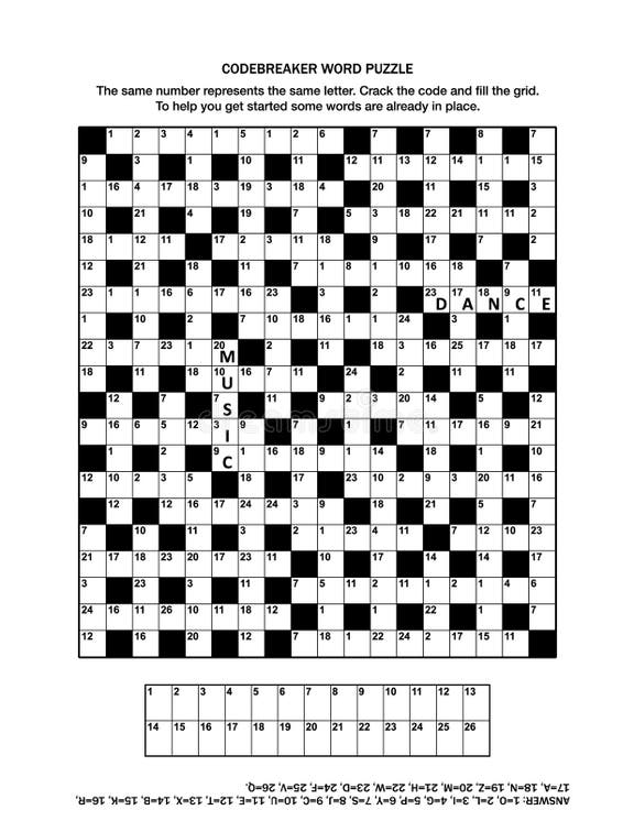 Puzzle Page with Codebreaker Word Game or Crossword Puzzle Stock Vector ...