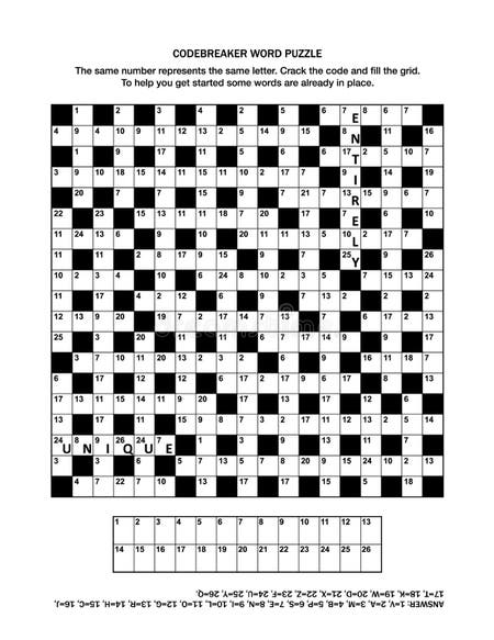 Puzzle Page with Codebreaker Word Game or Crossword Puzzle Stock Vector ...