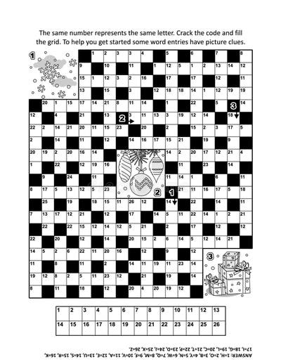 Puzzle Page with Winter Holiday Themed Codebreaker Word Game 2 Stock ...