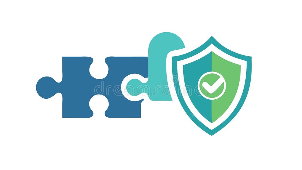 Puzzle Piece with Checkmark and Shield, Symbolizing Secure and Verified ...