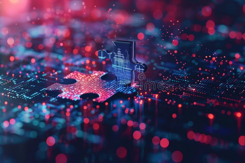 A Puzzle Piece is on a Computer Chip Stock Photo - Image of business ...