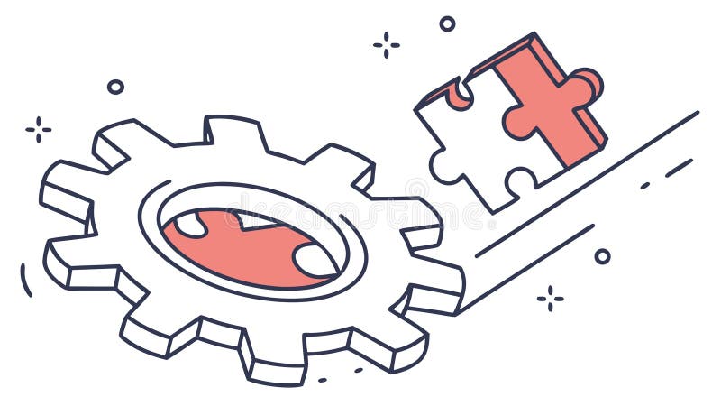 Puzzle Piece Connecting with a Gear, Problem-solving, Vector Design ...