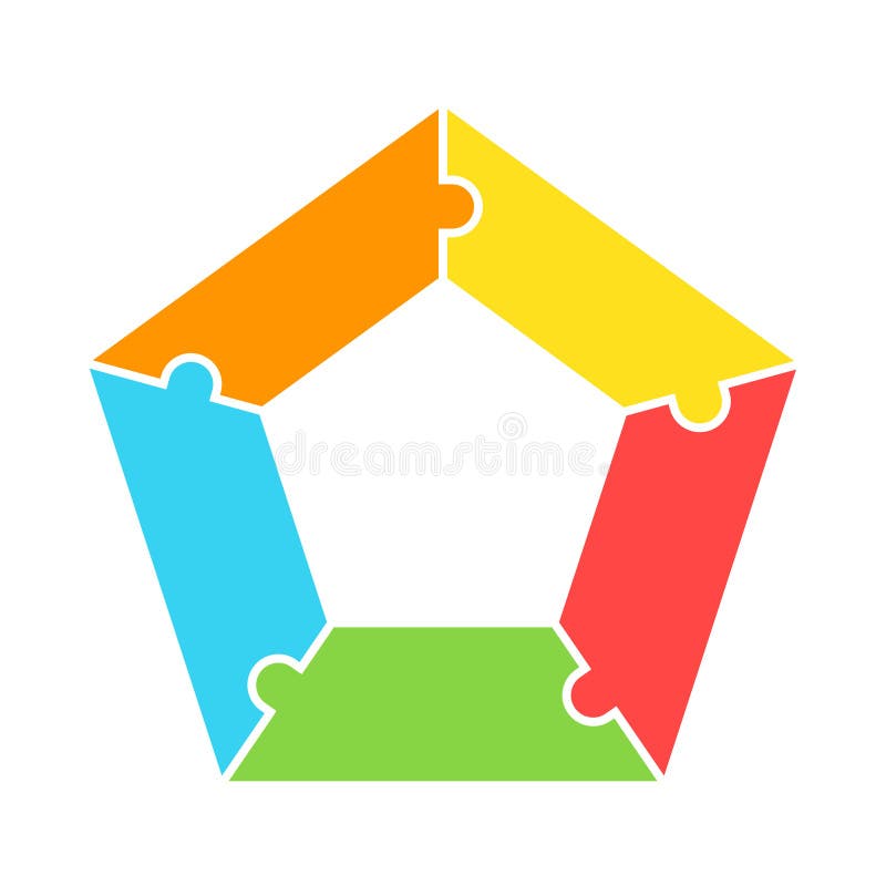 Puzzle 5 Piece Round Design Stock Vector - Illustration of match, game ...