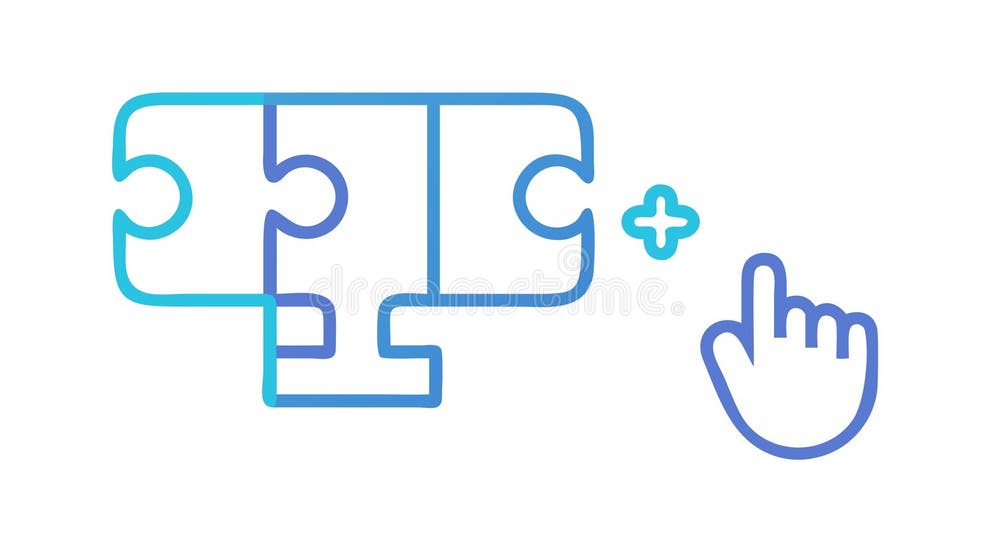 Puzzle Piece & Finger Tap for Interactive Solutions, Vector Design ...