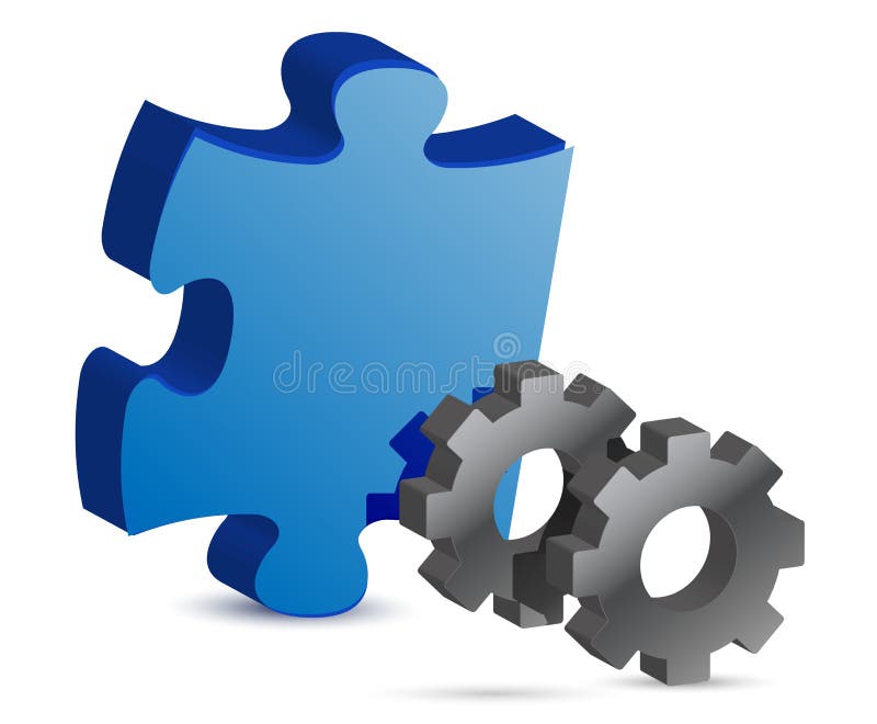 Puzzle Piece and Gear Illustration Design Stock Illustration ...