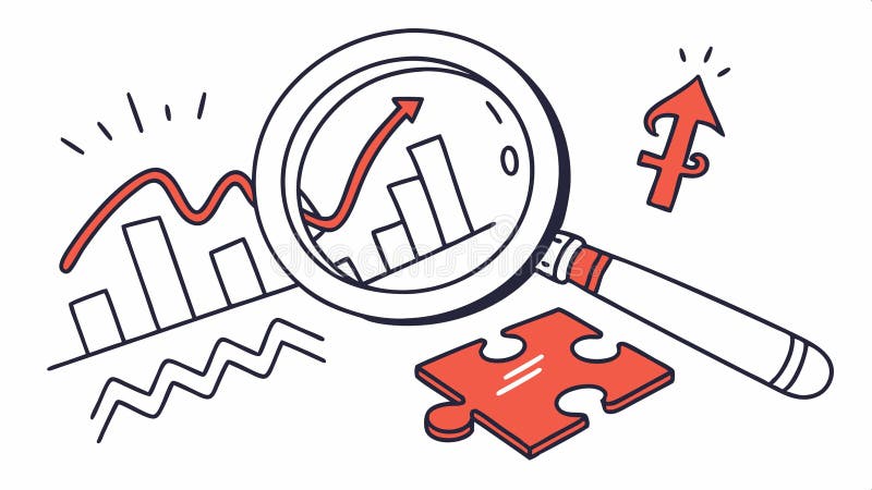Puzzle Piece with Graph and Magnifier, Detailed Data Analysis Tool ...