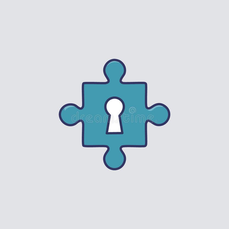 Puzzle Piece Keyhole Security Concept. a Blue Puzzle Piece with a White ...