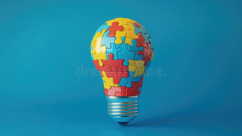 Puzzle Piece Light Bulb stock photo. Image of assemble - 375825108