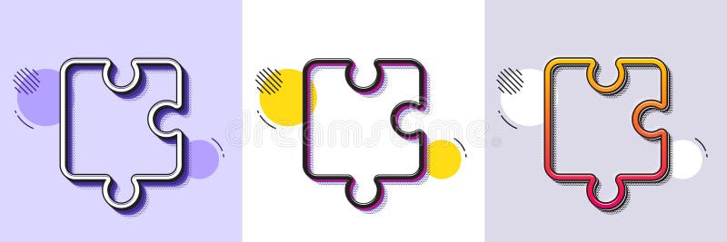 Puzzle Piece Line Icon. Jigsaw Game Shape Sign. Halftone Dotted Pattern ...