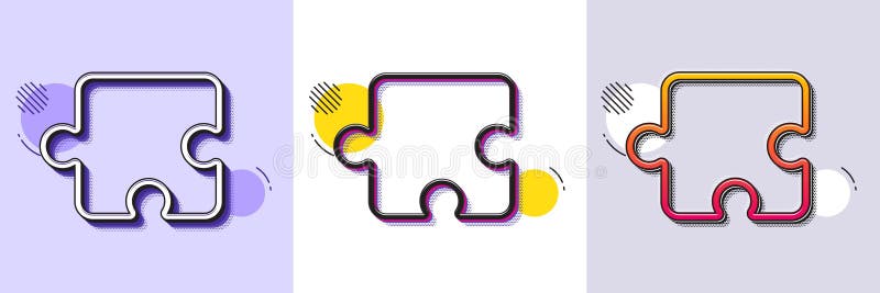Puzzle Piece Line Icon. Jigsaw Game Shape Sign. Halftone Dotted Pattern ...