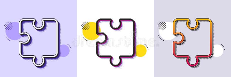 Puzzle Piece Line Icon. Jigsaw Game Shape Sign. Halftone Dotted Pattern ...