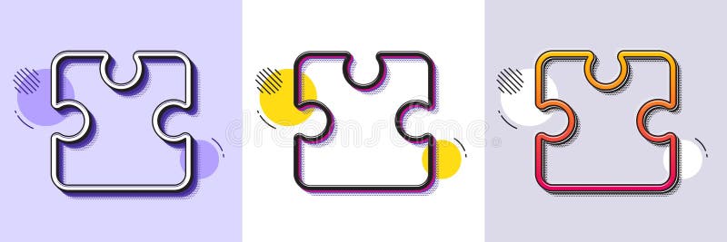 Puzzle Piece Line Icon. Jigsaw Game Shape Sign. Halftone Dotted Pattern ...