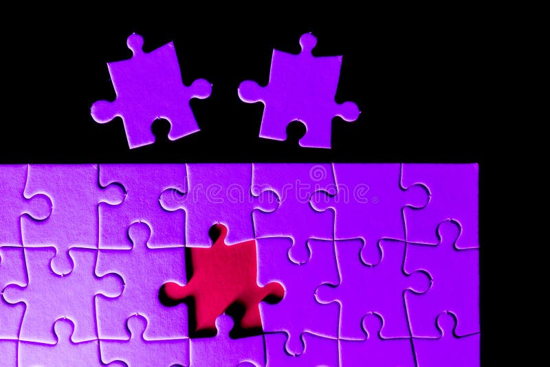 A Puzzle Piece is Missing from a Purple Puzzle Stock Photo - Image of ...