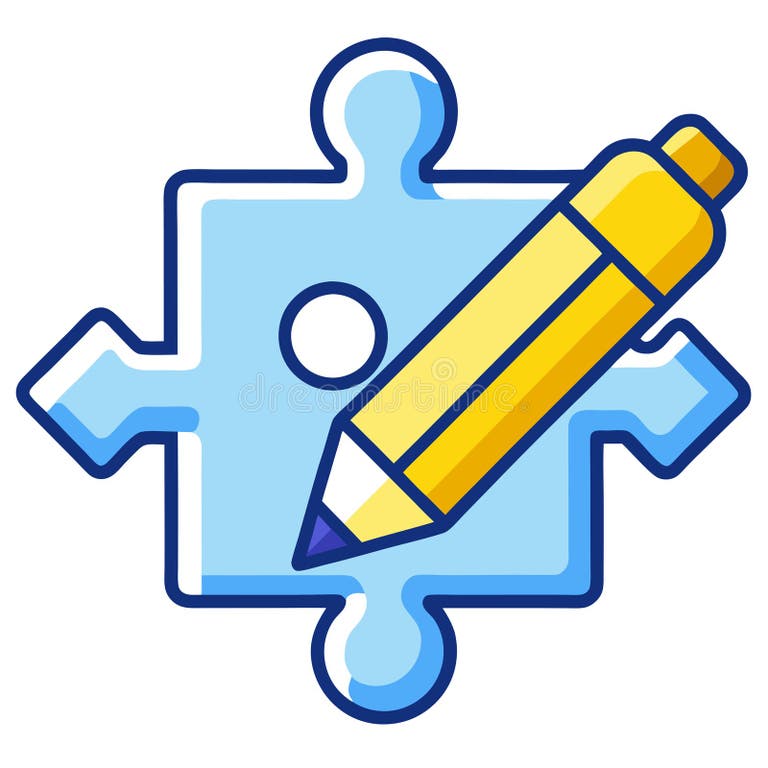 Puzzle Piece and Pencil Icon: Design, Problem-Solving, Creativity and ...