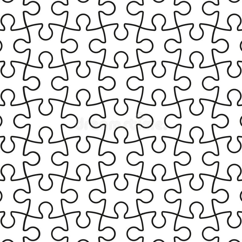 Puzzle Piece Pattern. Black Outline Texture. Interlocking Background ...