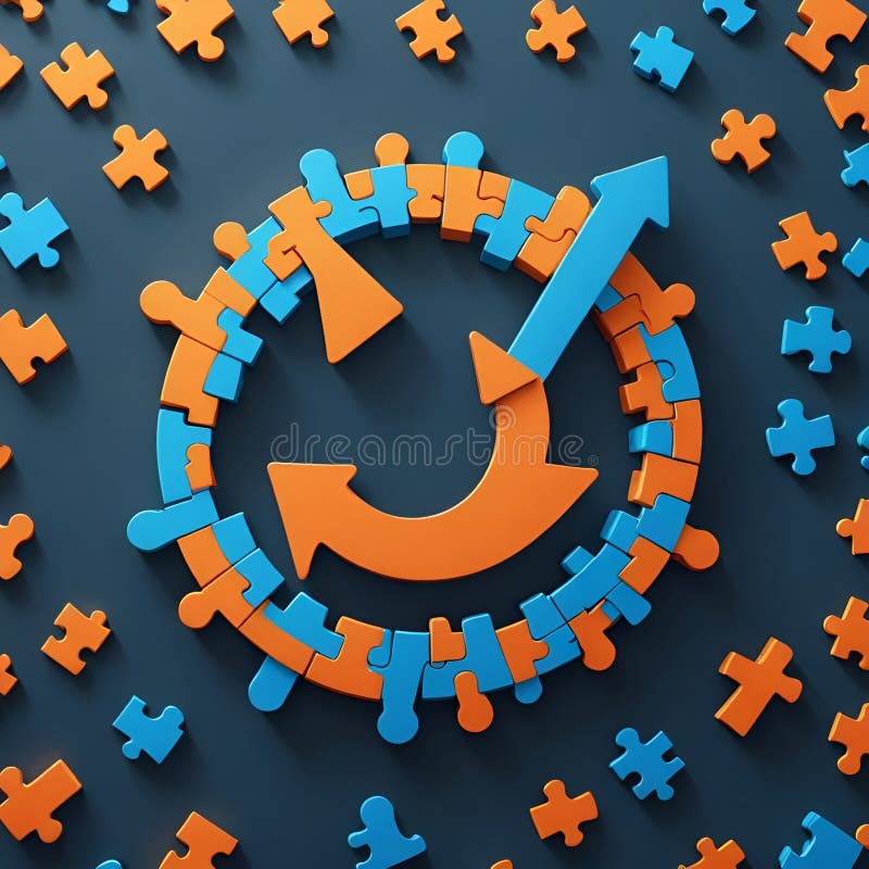 Puzzle Piece Progress stock illustration. Illustration of circular ...