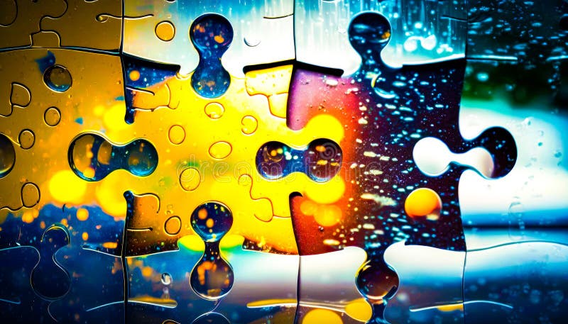 Puzzle Piece with Rain Drops on it. Generative AI Stock Illustration ...