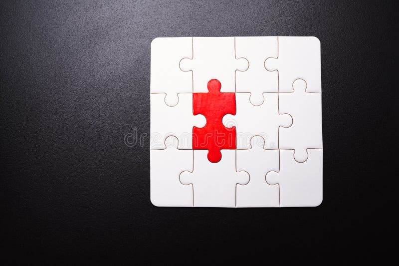 A Puzzle Piece with a Red Piece Missing Stock Image - Image of together ...