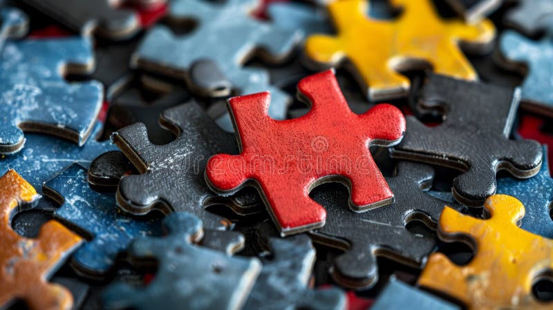 A Puzzle Piece with a Red Spot in the Middle of it, AI Stock Image ...