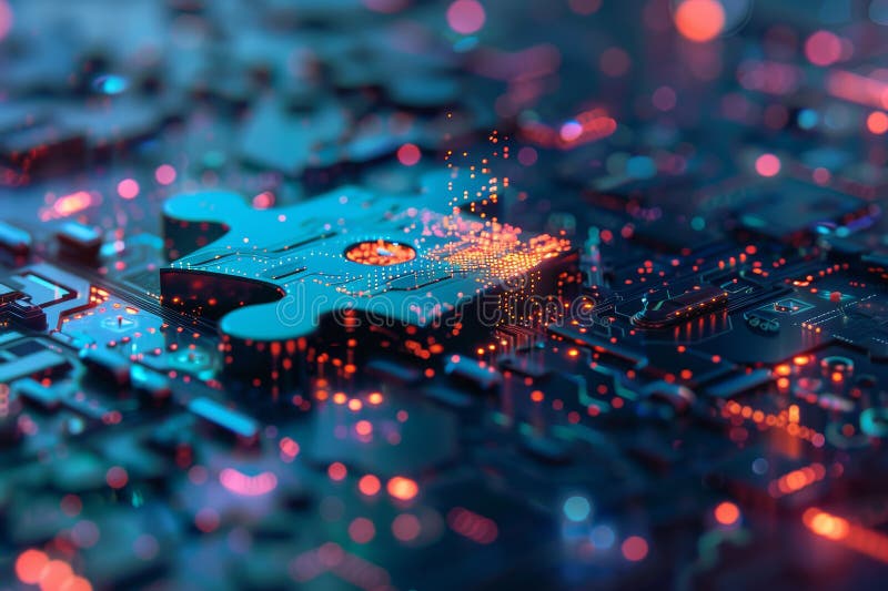 A Puzzle Piece is Shown in a Colorful, Abstract Style Stock Photo ...