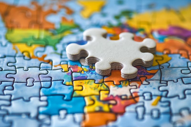 A Puzzle Piece Sitting on Top of a Puzzle Piece on a Map Stock Photo ...