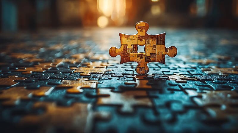 Puzzle Piece Stands Out on Partially Completed Puzzle, Symbolizing ...