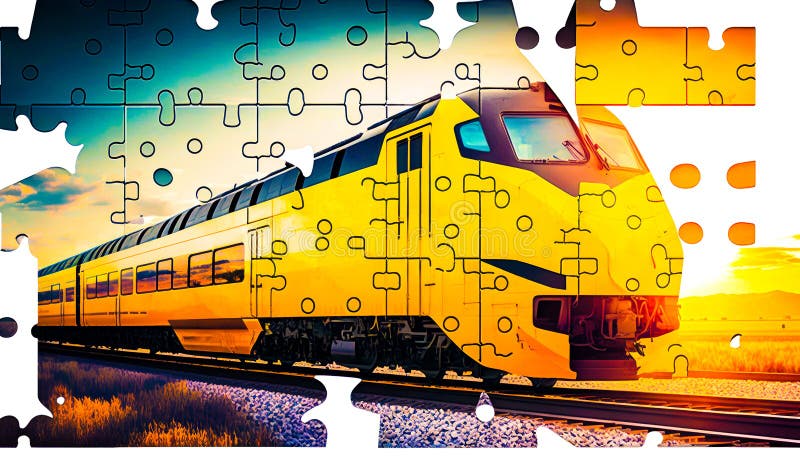 Puzzle Piece with Train on it. Generative AI Stock Illustration ...
