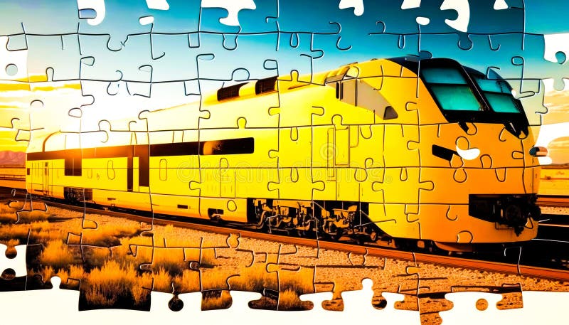 Puzzle Piece with Train on it. Generative AI Stock Illustration ...